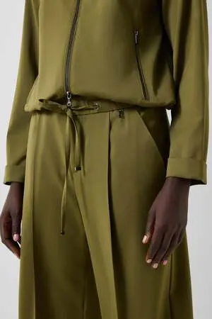 Bogner Elfy Virgin Wool Pleated Wide-leg Pants - Olive