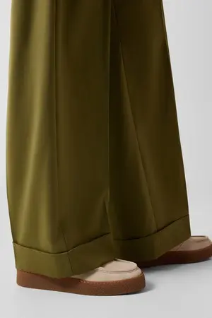 Bogner Elfy Virgin Wool Pleated Wide-leg Pants - Olive