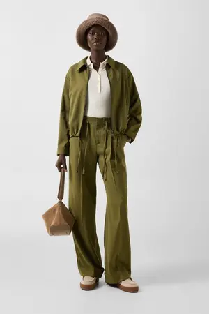 Bogner Elfy Virgin Wool Pleated Wide-leg Pants - Olive