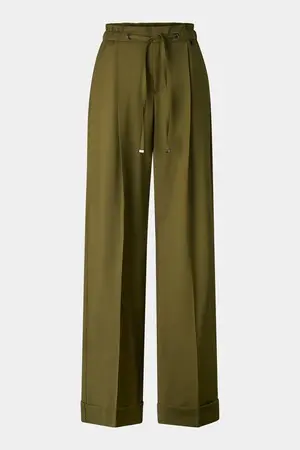 Bogner Elfy Virgin Wool Pleated Wide-leg Pants - Olive