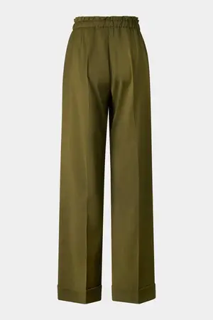 Bogner Elfy Virgin Wool Pleated Wide-leg Pants - Olive