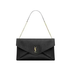 Saint Laurent Cassandre Xxl Envelope Pouch On Chain In Lambskin 'nero