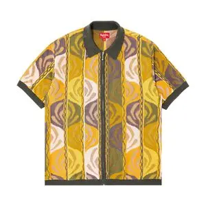 Supreme Abstract Textured Zip Up Polo