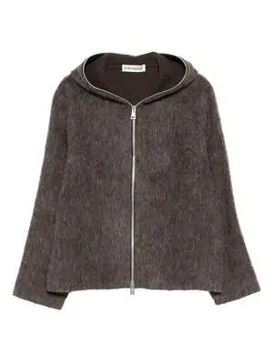 Our Legacy Zip-up Hooded Sweater In Alpaca & Wool Blend - Grey