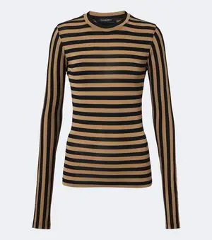 Phoebe Philo Striped Long-sleeve Crêpe Jersey T-shirt