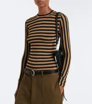 Phoebe Philo Striped Long-sleeve Crêpe Jersey T-shirt