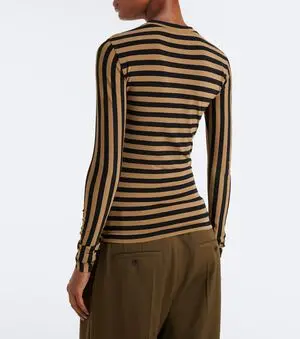 Phoebe Philo Striped Long-sleeve Crêpe Jersey T-shirt