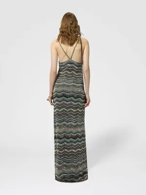 Missoni Long Chevron Knit Maxi Dress With Braided Straps