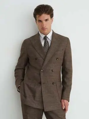 REISS Vallance Wool-blend Double-breasted Herringbone Blazer Classic-fit