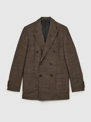 REISS Vallance Wool-blend Double-breasted Herringbone Blazer Classic-fit