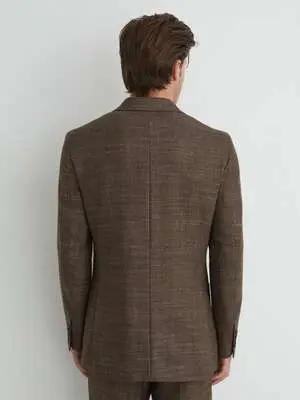 REISS Vallance Wool-blend Double-breasted Herringbone Blazer Classic-fit