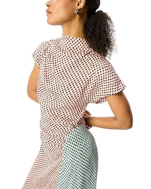 Whistles Graphic Check Cowl Neck Midi Dress