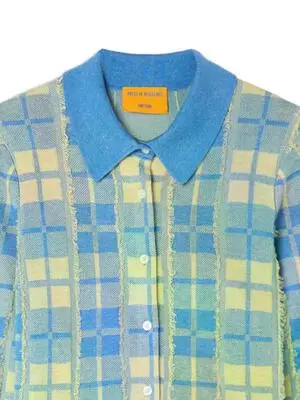 Guest In Residence Plaid Fringe Trim Shirt - Blue