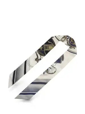 Hermès 2000s Ex-libris Twilly Scarf - White