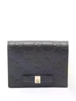 Gucci 2010s Guccissima Bow Bi-fold Wallet - Black