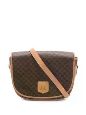 Celine 2000s Macadam Cross Body Bag - Brown