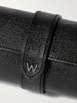 Wolf Cross-grain Glossed Vegan Leather Watch And Jewellery Roll