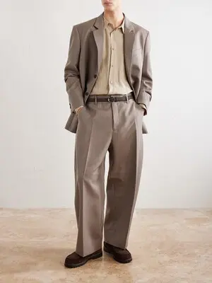 Studio Nicholson Beige Virgin Wool Tapered Trousers