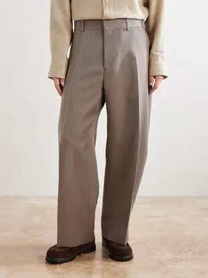 Studio Nicholson Beige Virgin Wool Tapered Trousers