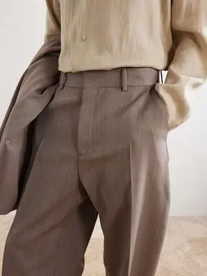 Studio Nicholson Beige Virgin Wool Tapered Trousers