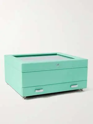 Wolf Porter Cross-grain Vegan Leather Watch And Jewellery Box - Turquoise