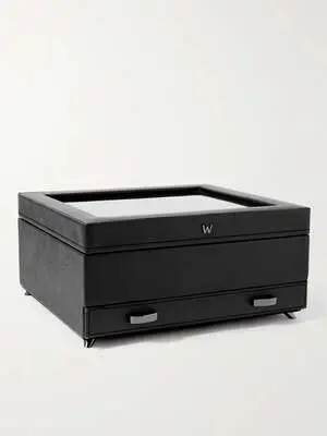 Wolf Porter Cross-grain Vegan Leather Watch And Jewellery Box - Black