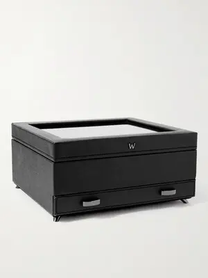 Wolf Porter Cross-grain Vegan Leather Watch And Jewellery Box - Black