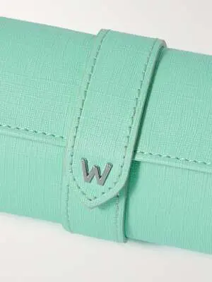 Wolf Cross-grain Vegan Leather Watch And Jewellery Roll - Turquoise