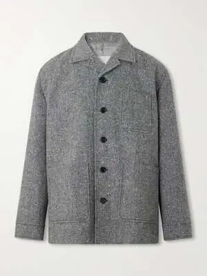 Valentino Garavani Vlogo-embellished Mélange Virgin Wool Blouson Jacket - Gray