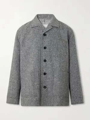 Valentino Garavani Vlogo Embellished Mélange Virgin Wool Blouson Jacket