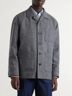 Valentino Garavani Vlogo Embellished Mélange Virgin Wool Blouson Jacket