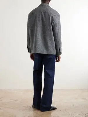 Valentino Garavani Vlogo Embellished Mélange Virgin Wool Blouson Jacket