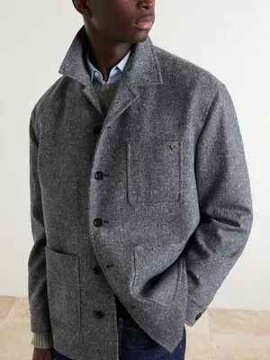 Valentino Garavani Vlogo Embellished Mélange Virgin Wool Blouson Jacket