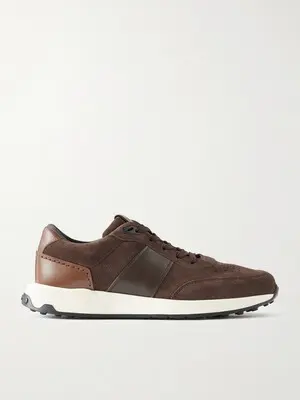 TOD'S Suede And Leather Trimmed Sneakers