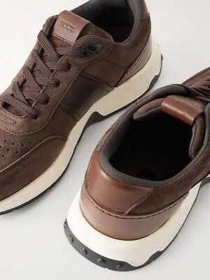 TOD'S Leather-trimmed Suede Sneakers