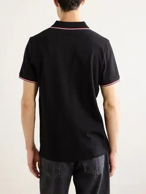 Moncler Logo-appliquéd Cotton-piqué Polo Shirt - Black