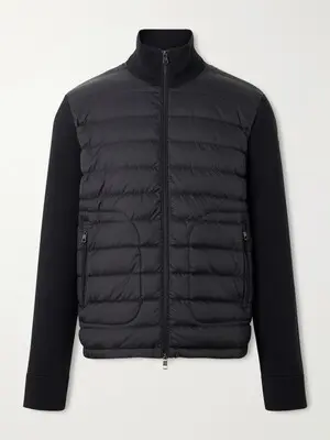 Moncler Wool And Quilted Shell Zip-up Cardigan - Black