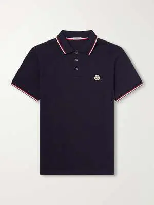 Moncler Logo-appliquéd Cotton-piqué Polo Shirt - Navy