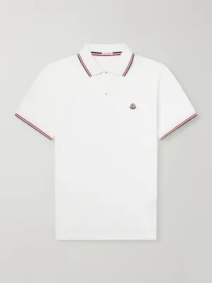 Moncler Logo-appliquéd Cotton-piqué Polo Shirt - White