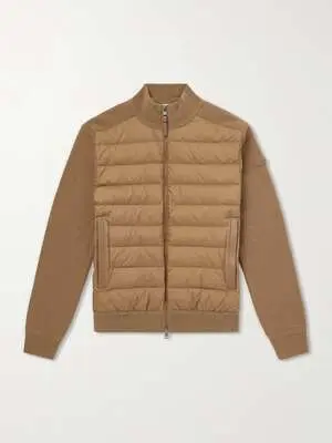 Moncler Logo-appliquéd Wool-blend And Quilted Shell Down Jacket - Brown