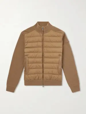 Moncler Logo-appliquéd Wool-blend And Quilted Shell Down Jacket