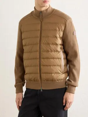 Moncler Logo-appliquéd Wool-blend And Quilted Shell Down Jacket