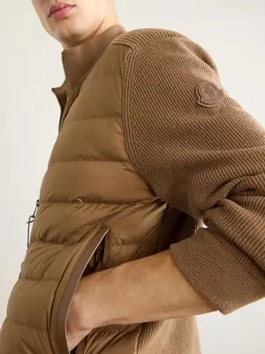Moncler Logo-appliquéd Wool-blend And Quilted Shell Down Jacket