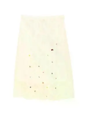 YANYAN Lattice Midi Skirt - Neutrals