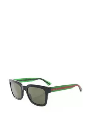 Gucci Square Frame Sunglasses With Web Stripe Detail - Black