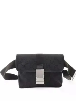 Gucci 2000s Gg Canvas Belt Bag - Black