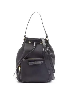 Prada Logo Jacquard Canvas Bucket Bag - Black
