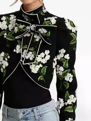 Alice + Olivia Addison Floral-embroidered Cropped Jacket