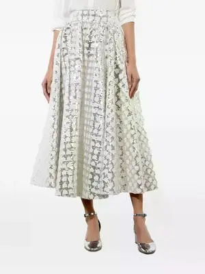 Alice + Olivia Sequin-embellished Midi Skirt - White