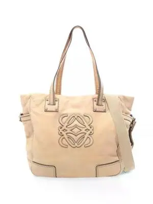 Loewe 2000s Anagram Leather Tote Bag - Neutrals